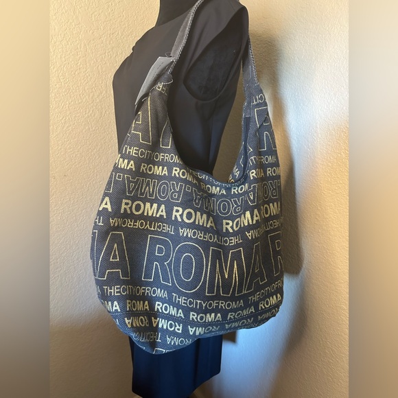 Robin Ruth | Bags | Robin Ruth Roma Tote Bag Brown With Gold Letters ...
